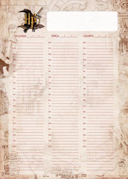 Planner Harry Potter Agenda Semanal Pagina 1 - Fazendo a Nossa Festa