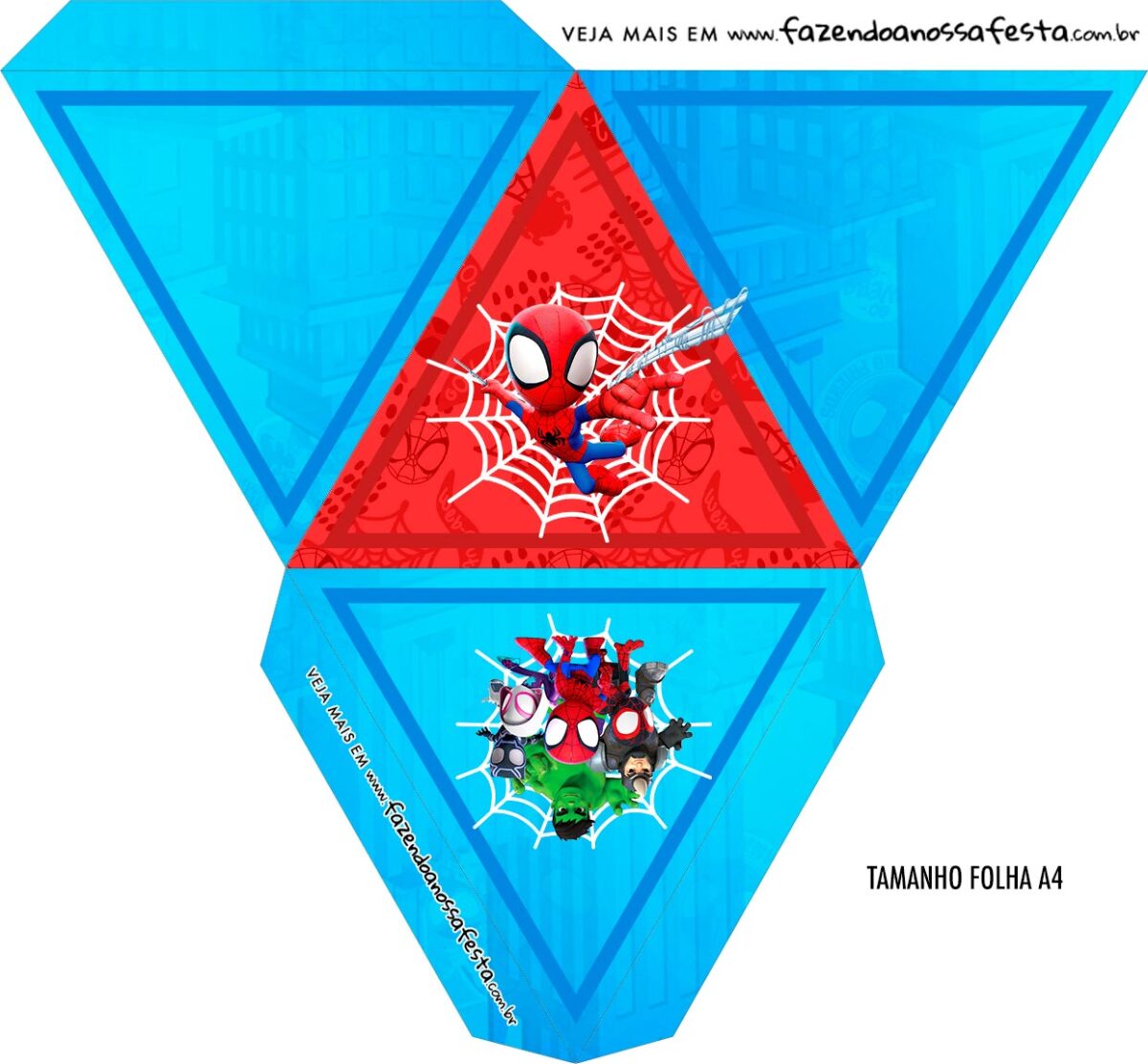 Caixa Piramide Personalizada Spidey - Fazendo a Nossa Festa