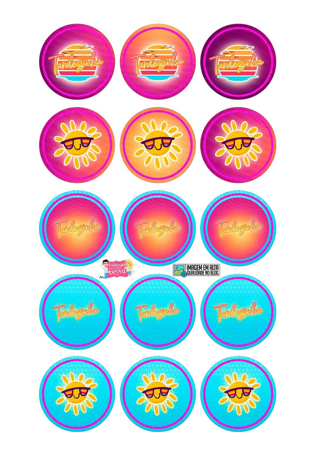 Toppers Redondos Tardezinha - Fazendo a Nossa Festa