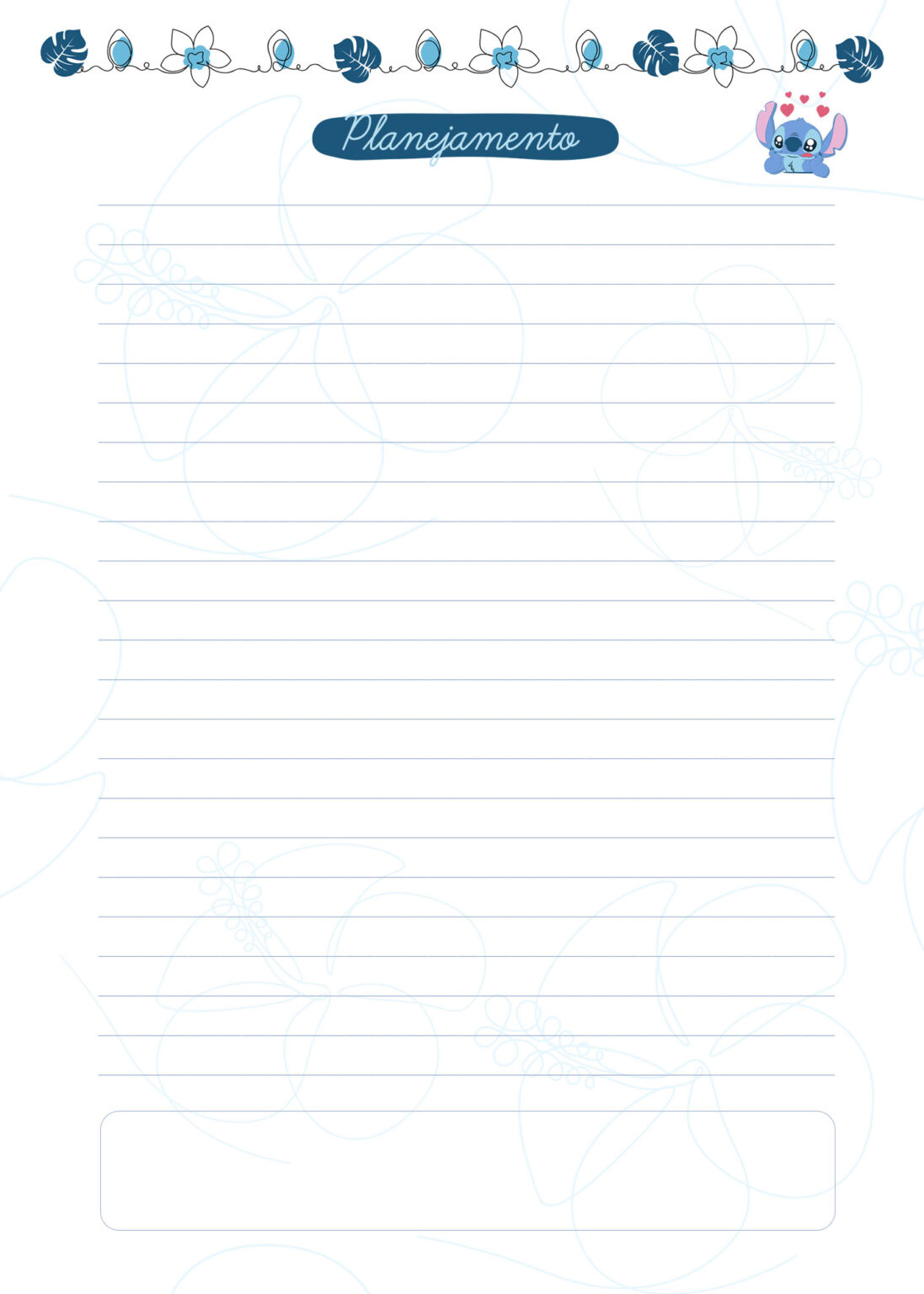 Planejamento Planner Professor Stitch - Fazendo a Nossa Festa