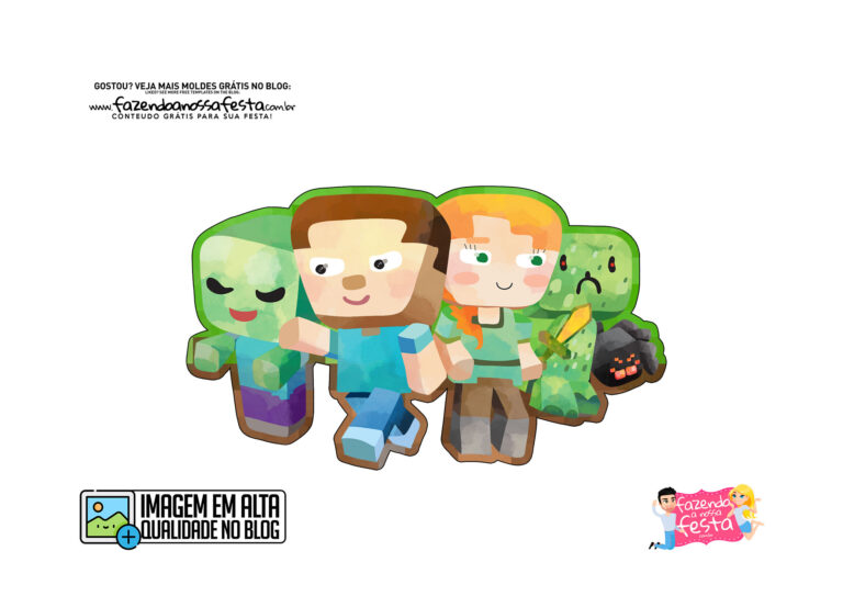 3D Kit Mini Confeiteiro Minecraft - Fazendo a Nossa Festa