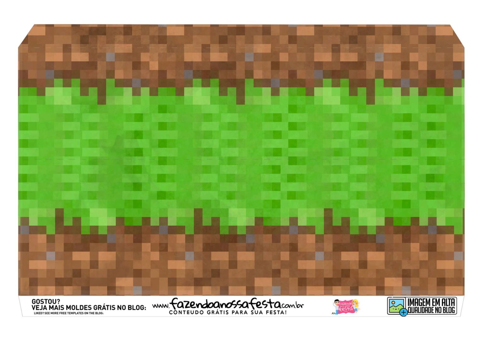 Molde Caixa Cesta Minecraft Frente e Verso - Fazendo a Nossa Festa