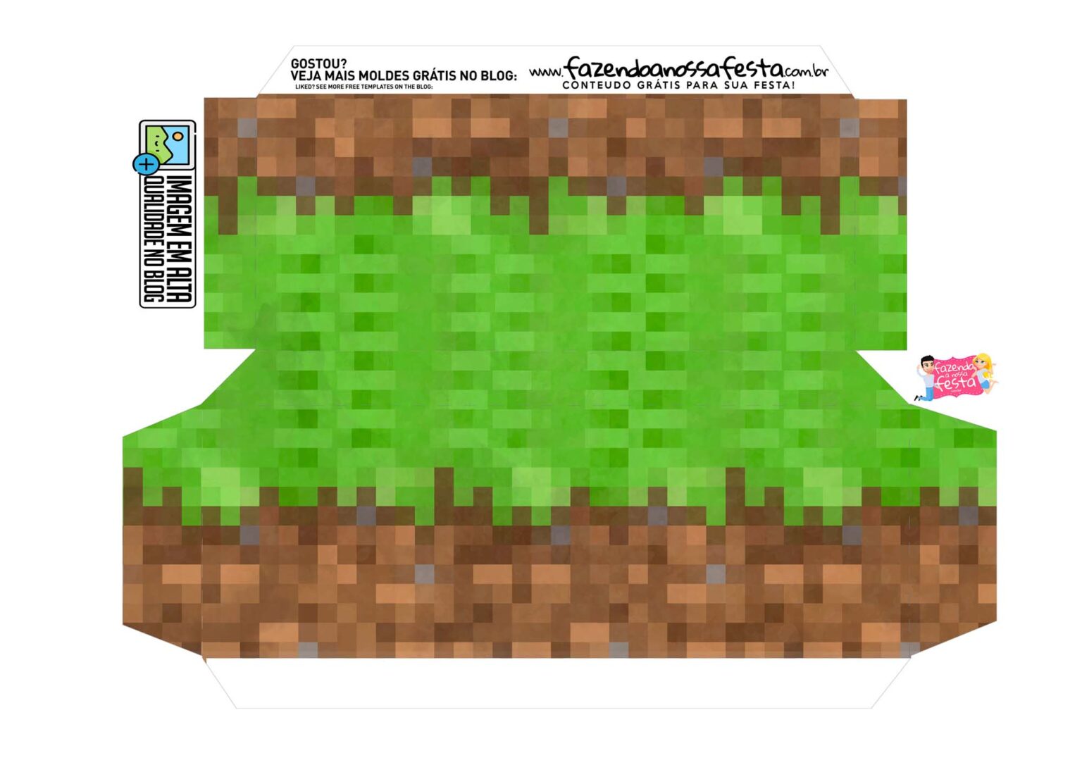 Personalizado Pascoa Minecraft Laterais - Fazendo a Nossa Festa