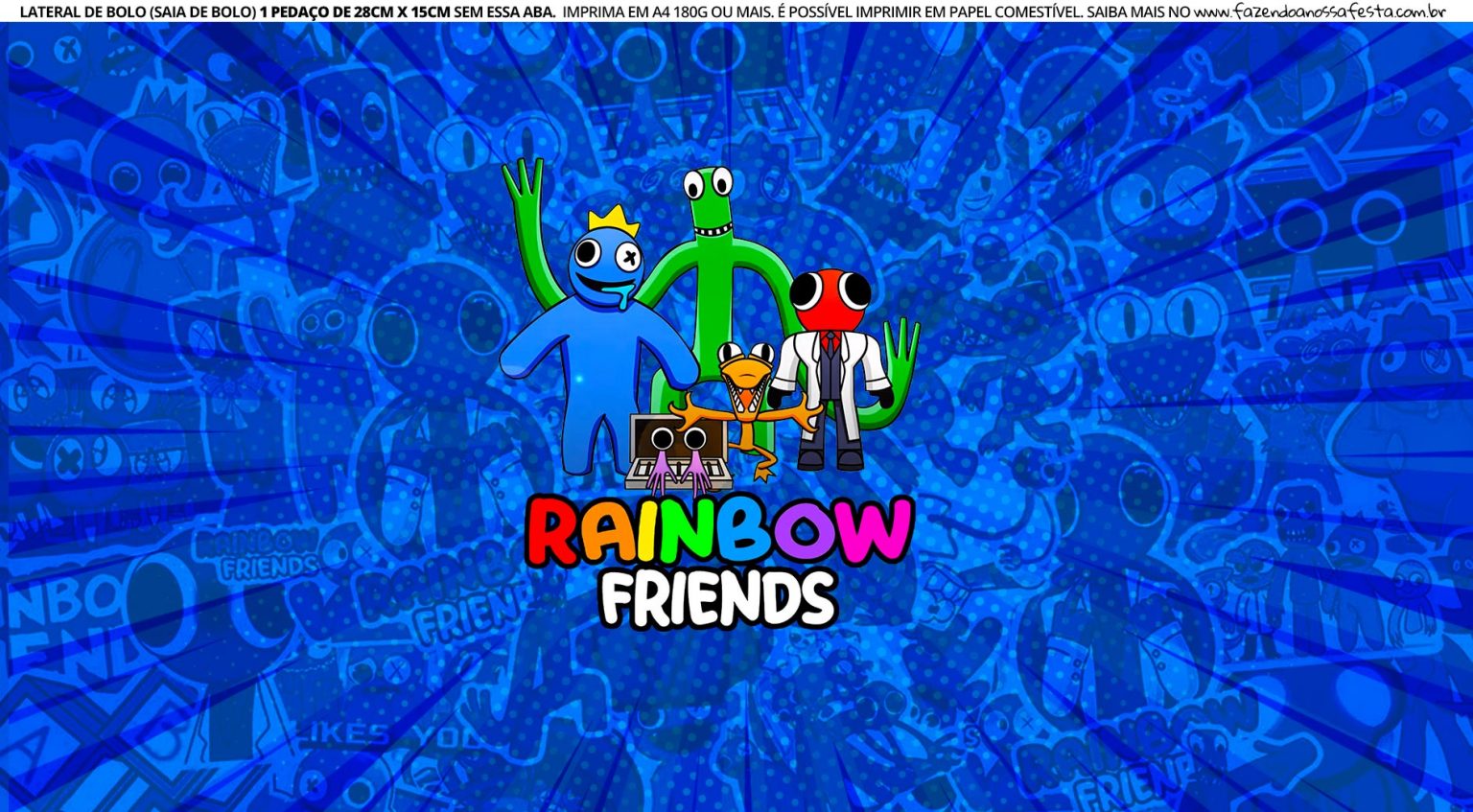 Saia de Bolo Rainbow Friends 6 - Fazendo a Nossa Festa