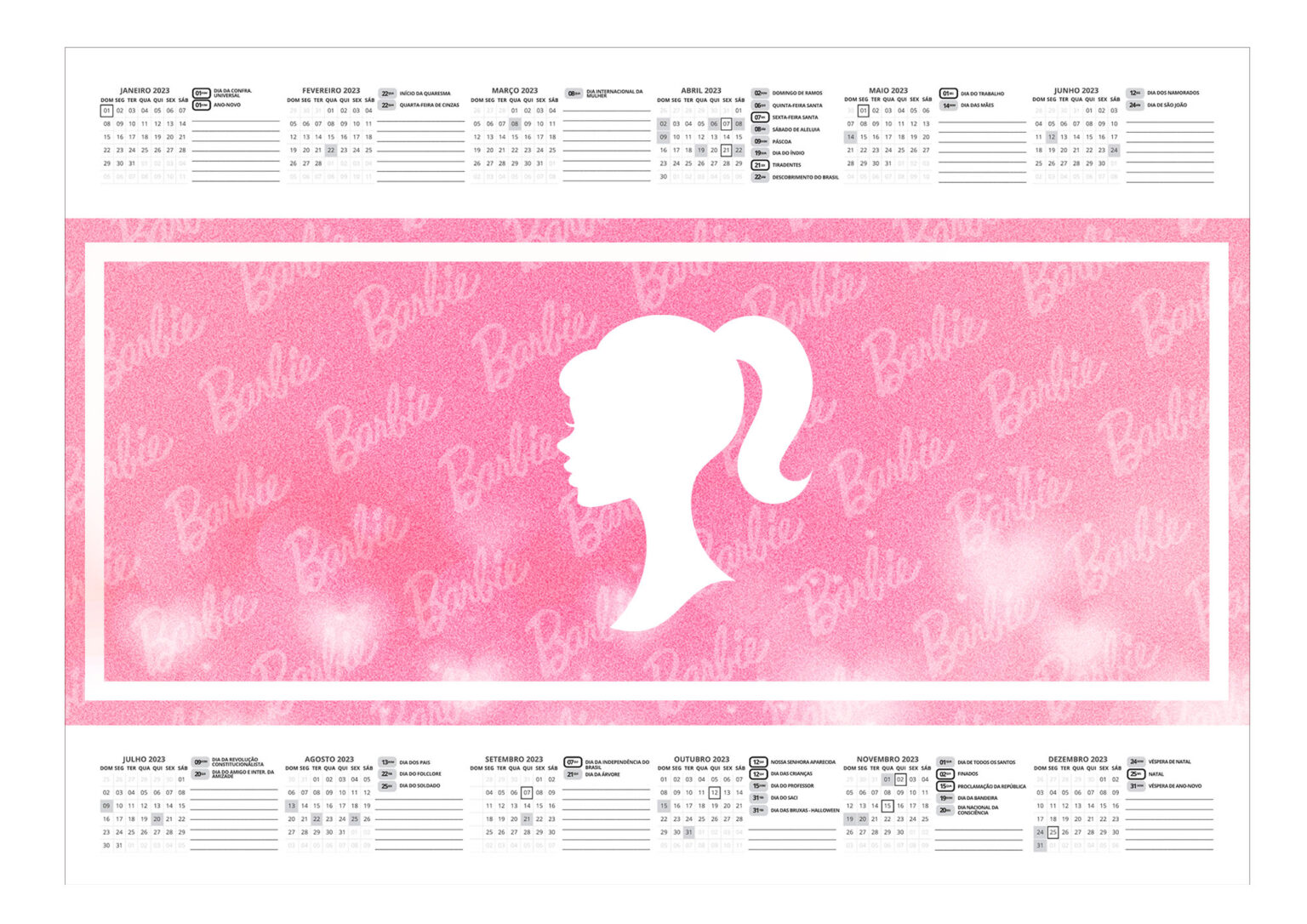 Calendario Kit Digital Barbie - Fazendo a Nossa Festa