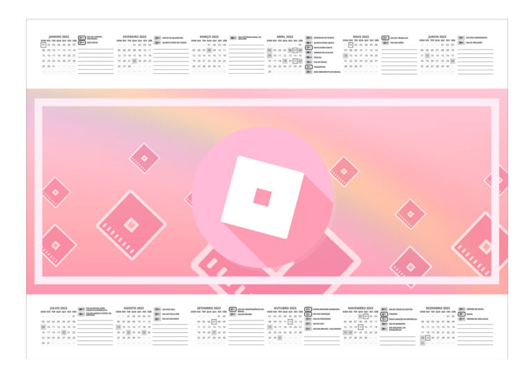 Calendario Kit Digital Roblox Rosa - Fazendo a Nossa Festa
