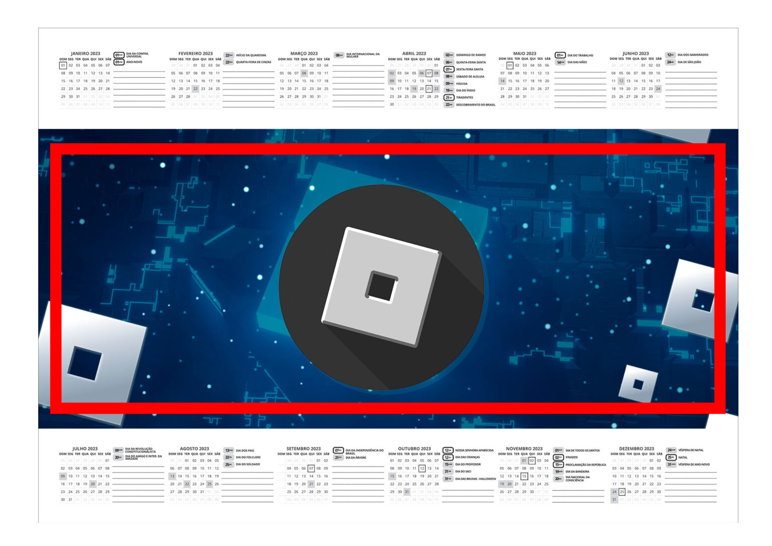 Calendario Kit Festa Roblox - Fazendo a Nossa Festa