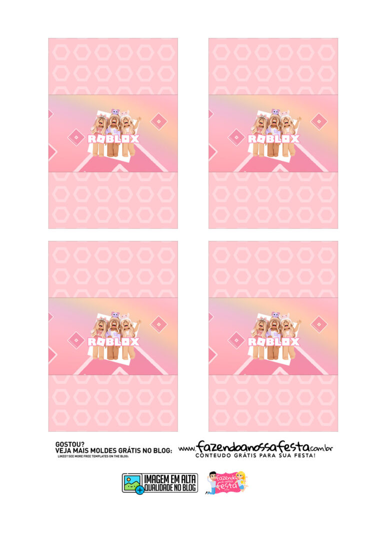 Rotulo Bala Balinha Kit Digital Roblox Rosa - Fazendo a Nossa Festa