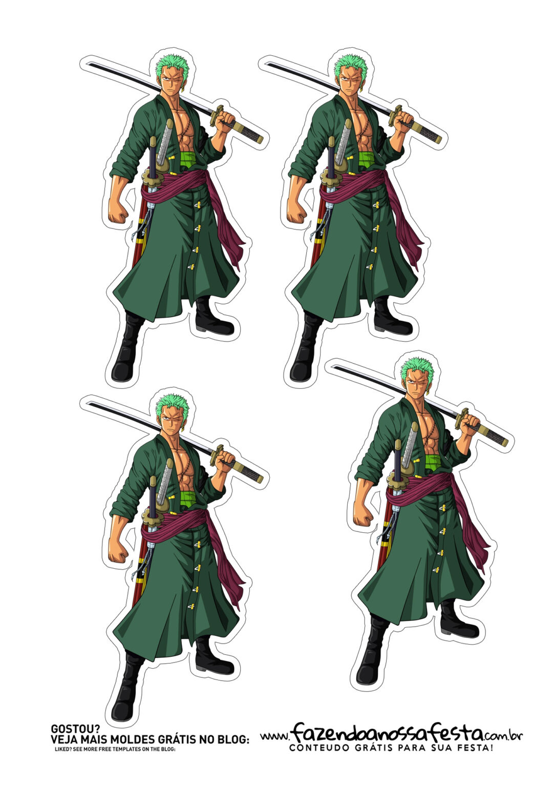 Imagem 1 Topper Roronoa Zoro - Fazendo a Nossa Festa
