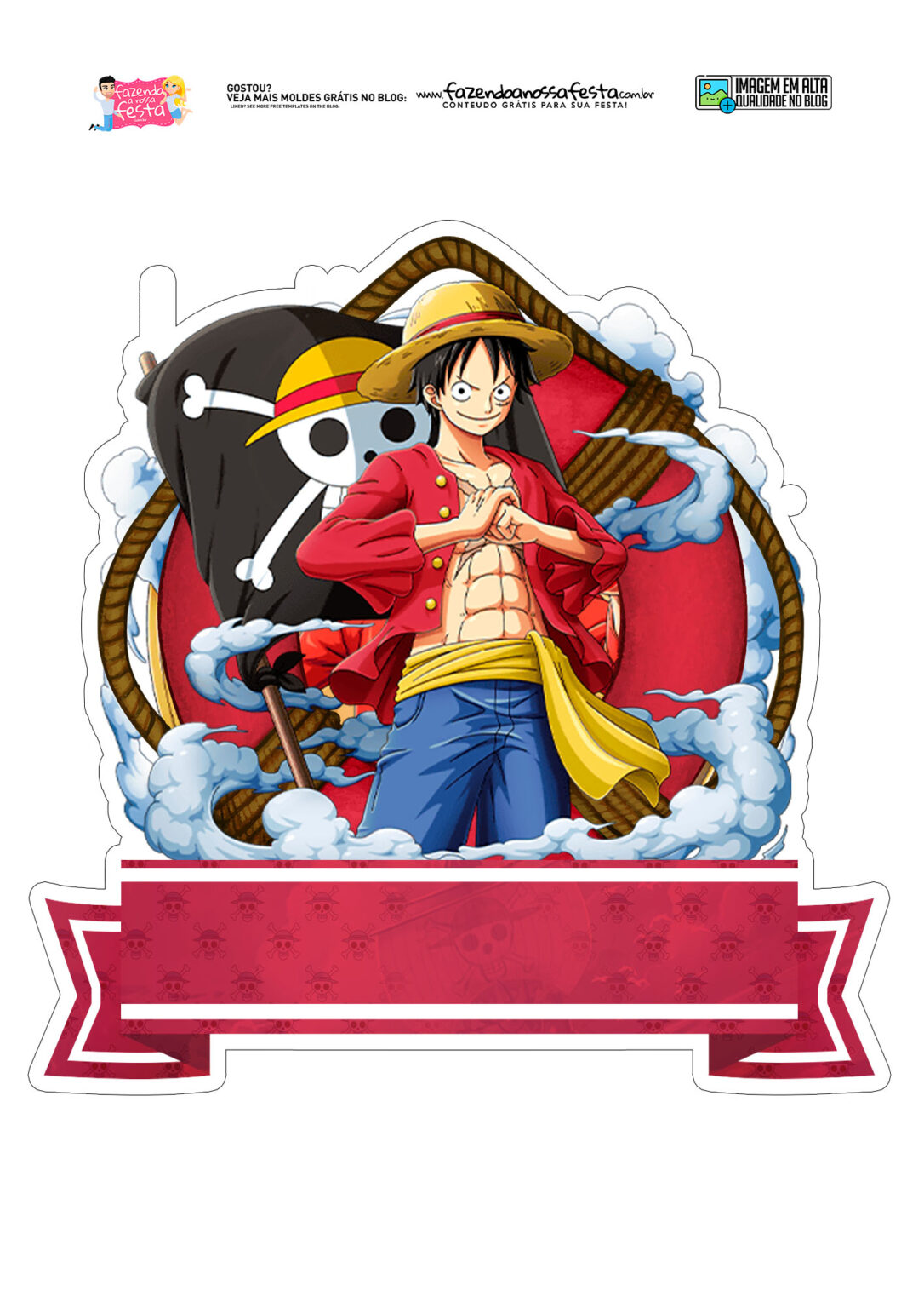 Topo de Bolo One Piece - Fazendo a Nossa Festa