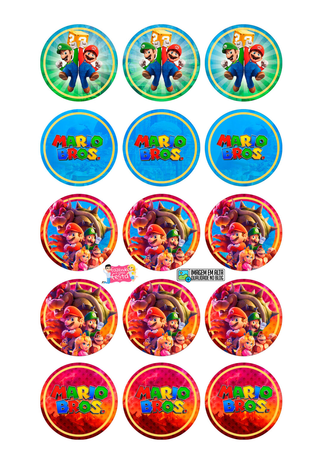 Toppers Redondos Mario Bros Filme - Fazendo a Nossa Festa