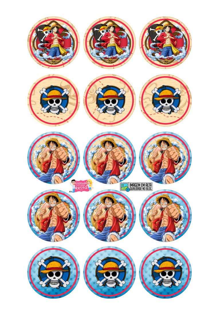 Toppers Redondos One Piece - Fazendo a Nossa Festa