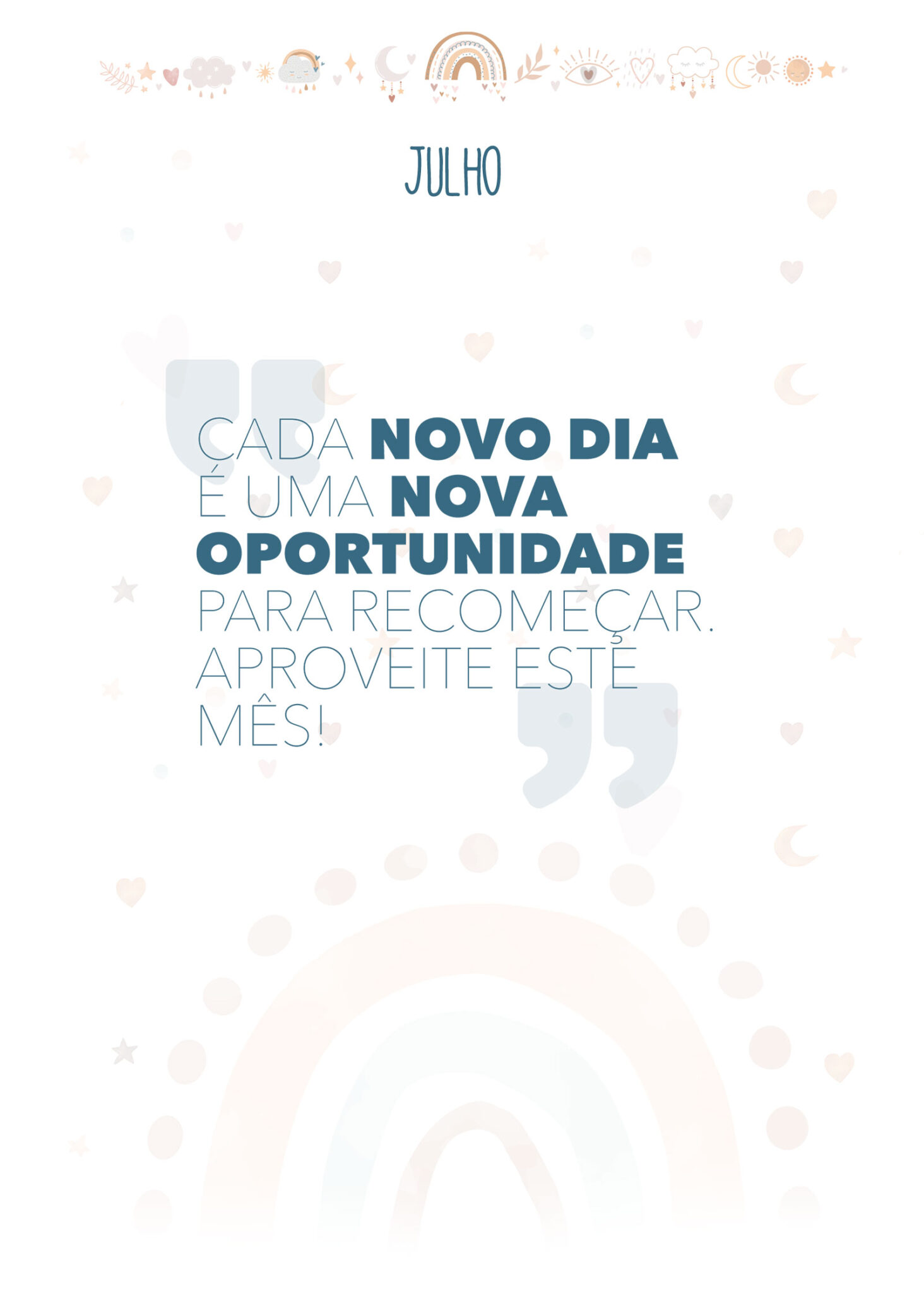 Julho Capa Planner Arco Iris Boho - Fazendo a Nossa Festa