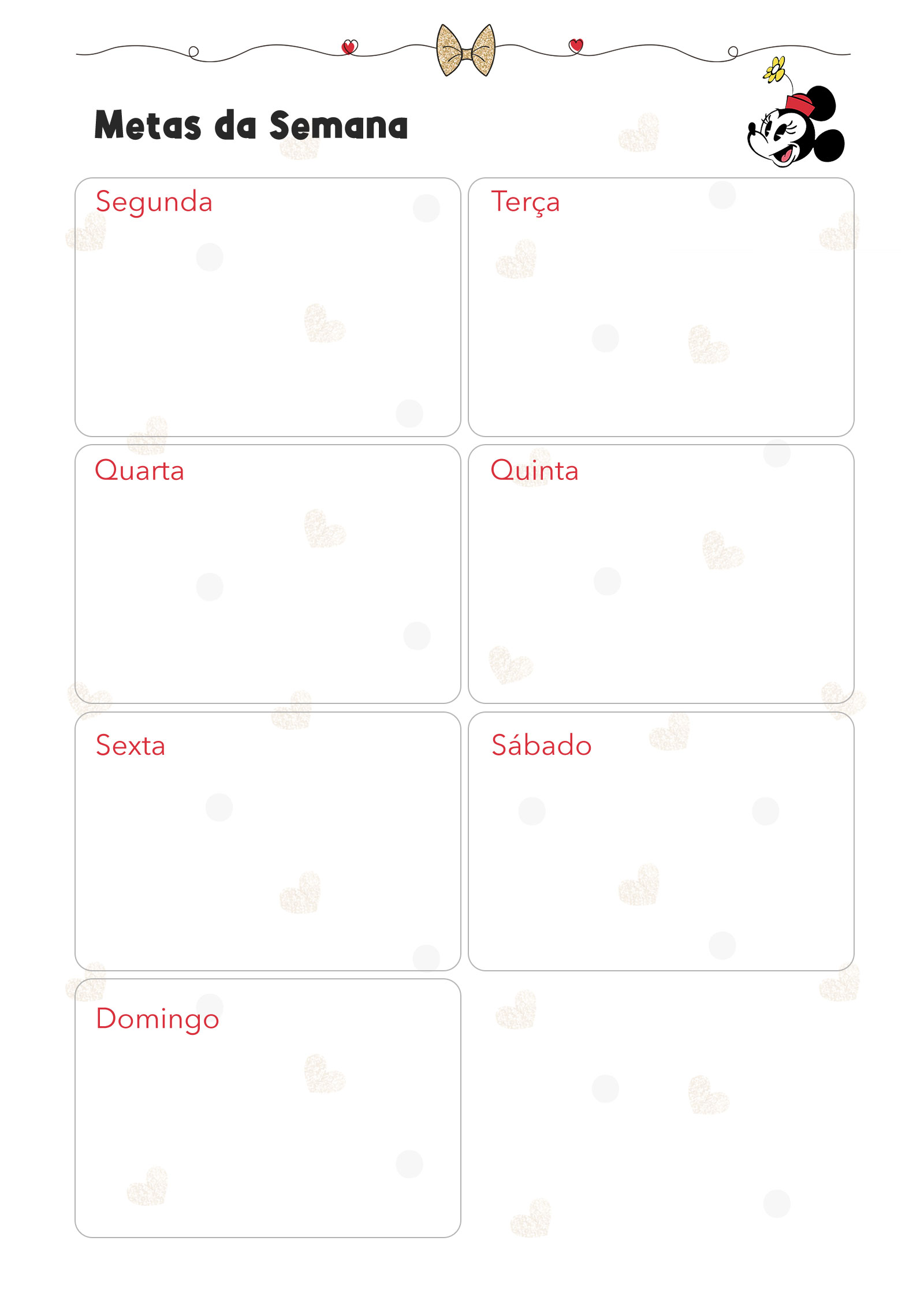 Metas da Semana Planner 2024 Minnie - Fazendo a Nossa Festa
