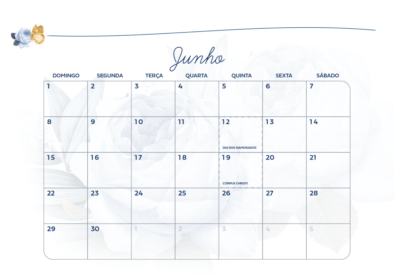 Calendario Mensal Junho - Fazendo a Nossa Festa
