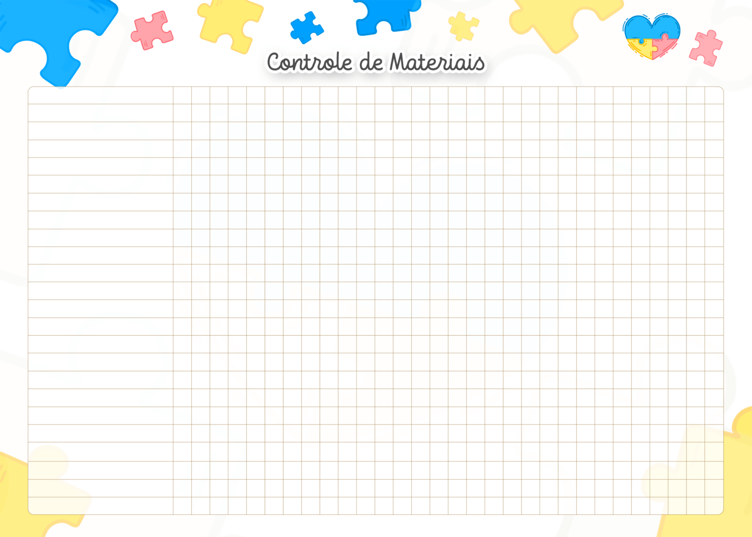 Controle de Material Planner Professor Autismo Planner Professor ...