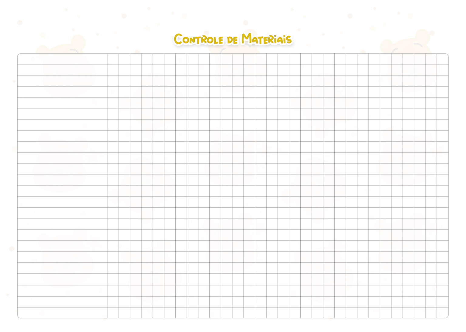 Controle de Material Planner Professor Ursinho Pooh - Fazendo a Nossa Festa