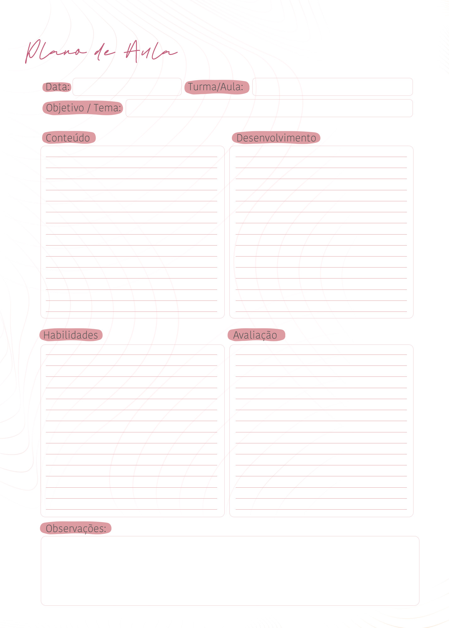 Plano de Aula Planner Professor Letra Inicial - Fazendo a Nossa Festa