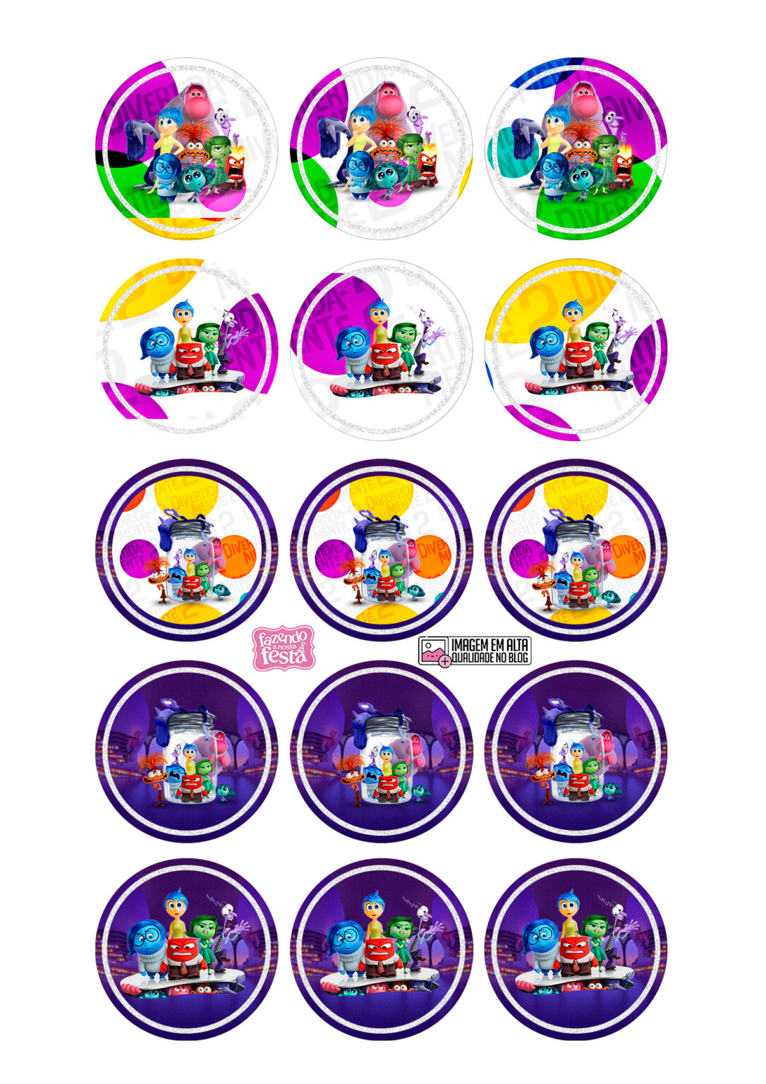 Toppers Redondos Divertidamente 2 - Fazendo a Nossa Festa