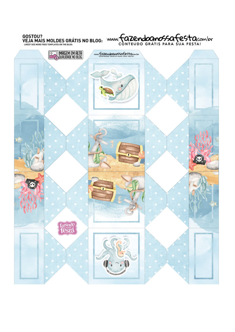Caixa Bala kit Festa Fundo do Mar Luxo - Fazendo a Nossa Festa