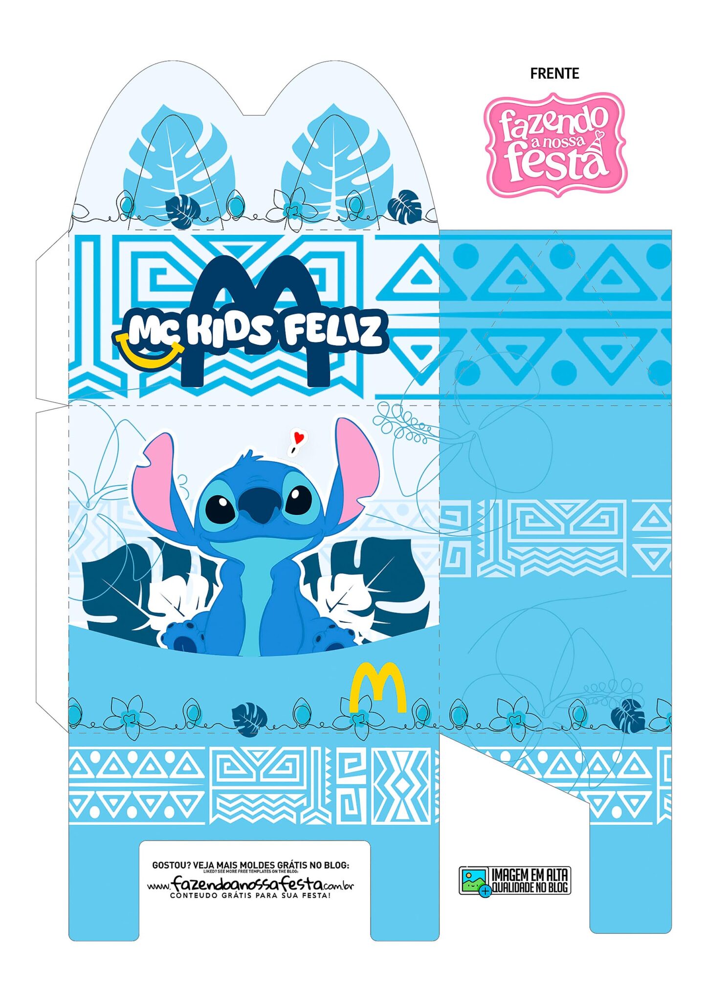 Caixa MC Kids Feliz Stitch Frente v3 - Fazendo a Nossa Festa