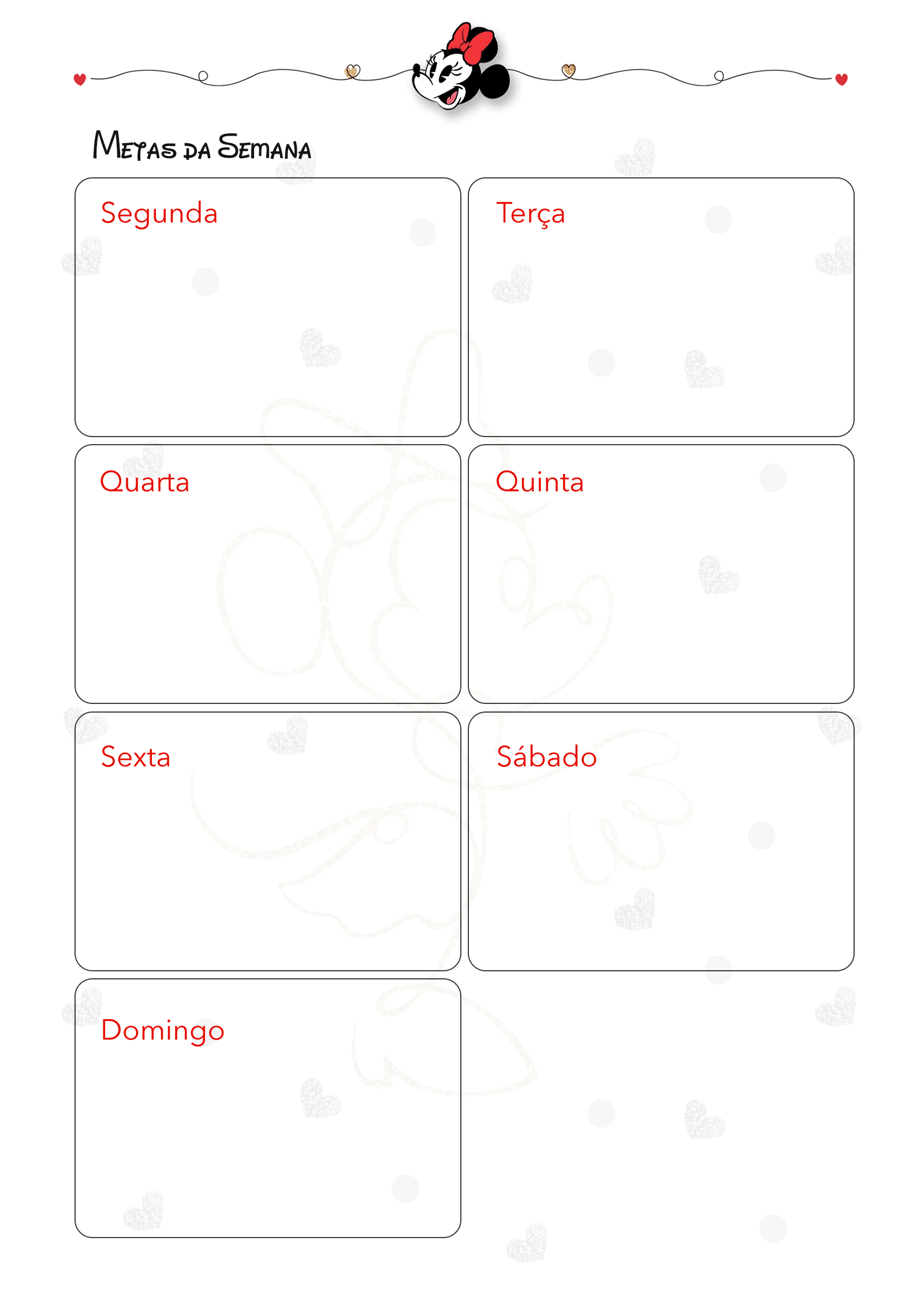 Metas da Semana Planner Minnie 25 - Fazendo a Nossa Festa