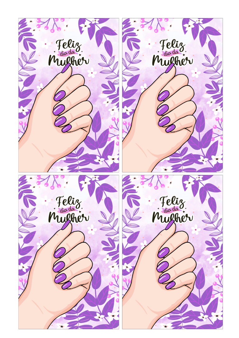 Tag Lixa de Unha modelo Mao Roxo Dia da Mulher - Fazendo a Nossa Festa