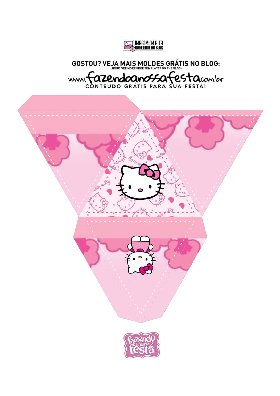 Caixa Triangulo Hello Kitty - Fazendo a Nossa Festa