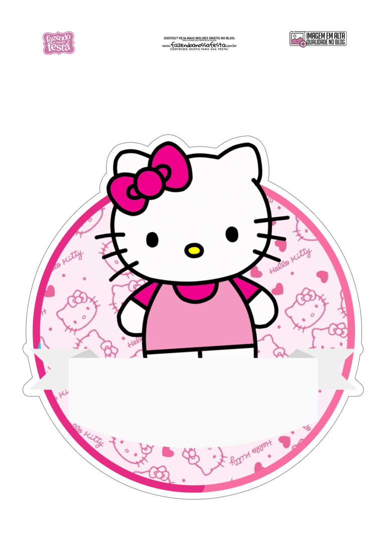Topo de Bolo Redondo 1 Hello Kitty - Fazendo a Nossa Festa