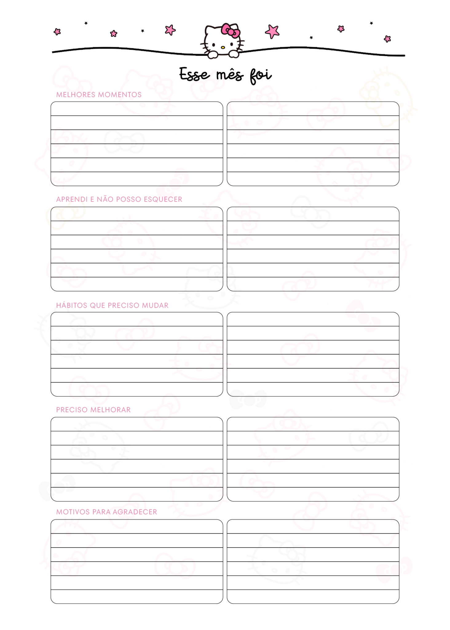 Planner Hello Kitty Esse Mes Foi - Fazendo a Nossa Festa